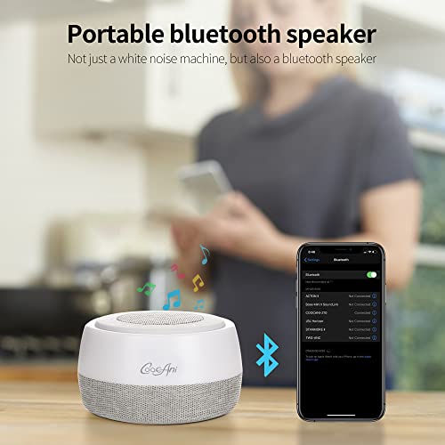 Sound Machine & Night Light & Bluetooth Speaker 3-in-1,CoocAni Rechargeable 6 Light Colors White Noise Machine with 20 Soothing Sound and Memory Function, Timer for Baby Kids Adults(Update)
