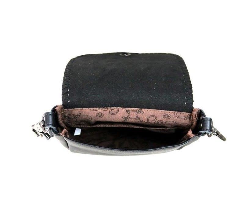 MMontana West Real Leather Messenger Purse Crossbody Purse Conchos Stitching Beige
