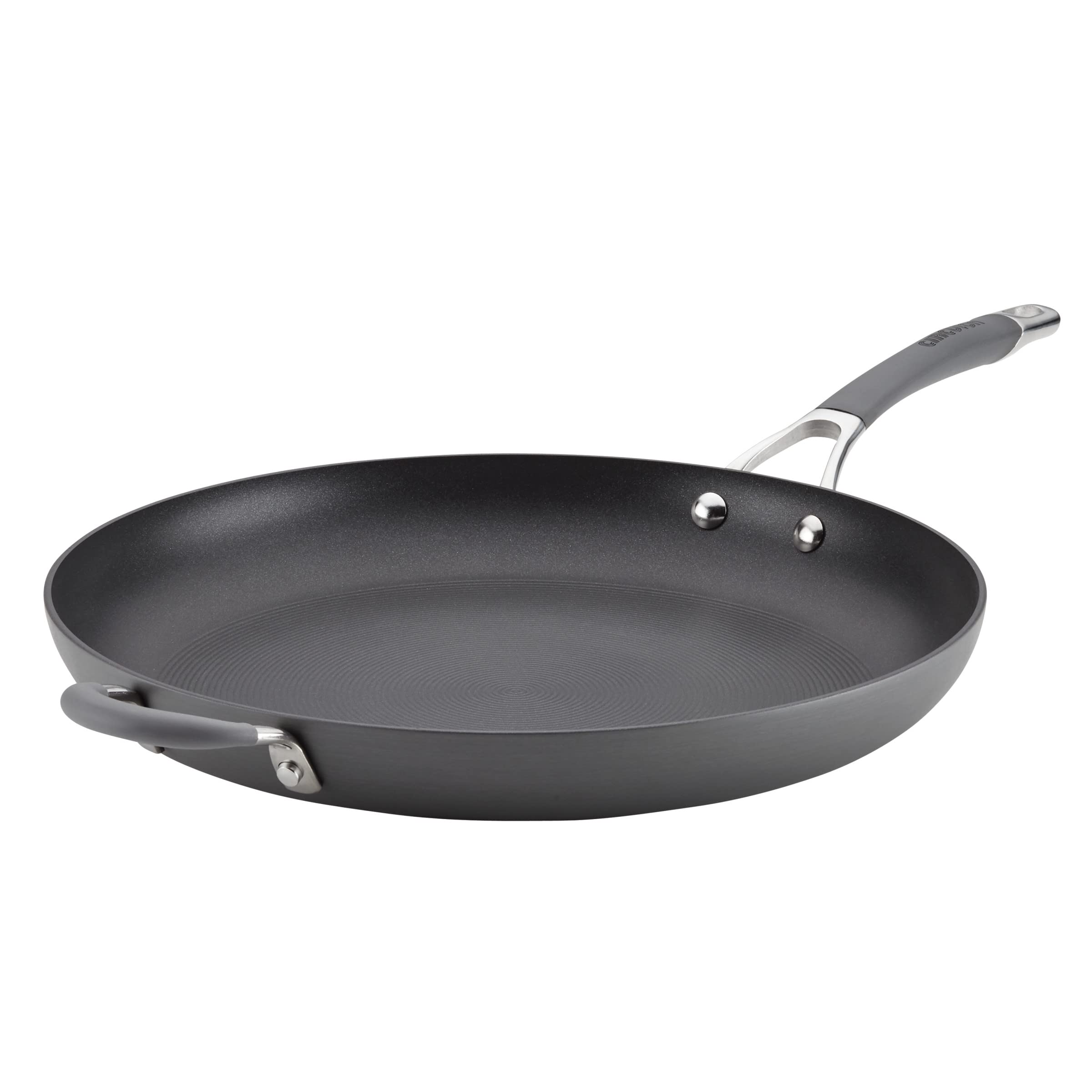 Circulon Radiance Deep Hard Anodized Nonstick Frying Pan - 12 Inch, Gray & 83906 Radiance Hard Anodized Nonstick Frying Pan with Helper Handle - 14 Inch, Gray