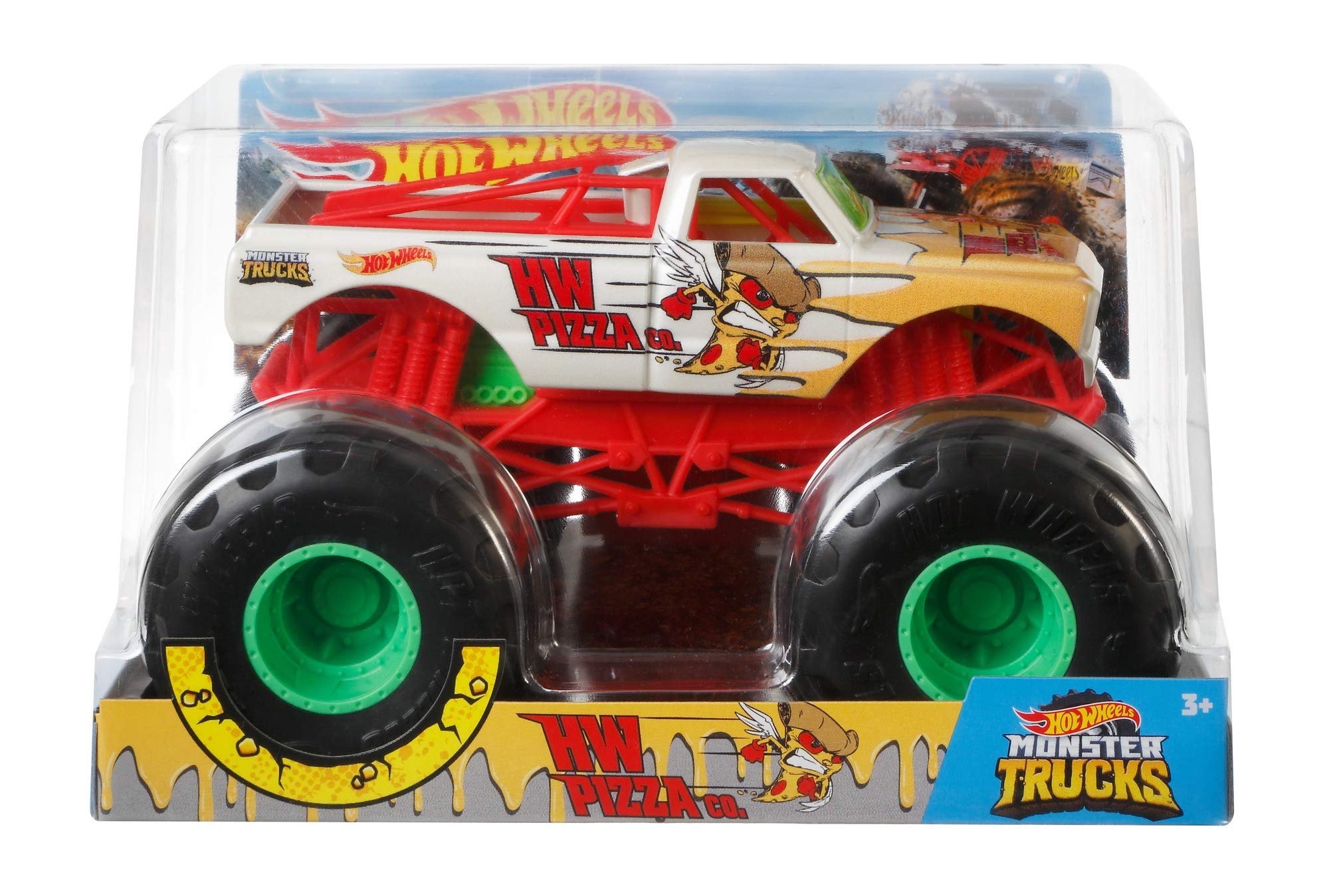 Hot Wheels Monster Trucks 1:24 Scale Pizza Co Vehicle for Kids Age 3 4 5 6 7 8 Years Old Great Gift Toy Trucks Large Scales