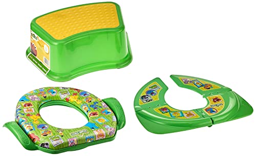 Sesame Street "Framed Friends" 3 Piece Potty Training Kit - Soft Potty, Folding/Travel Potty and Step Stool, Green