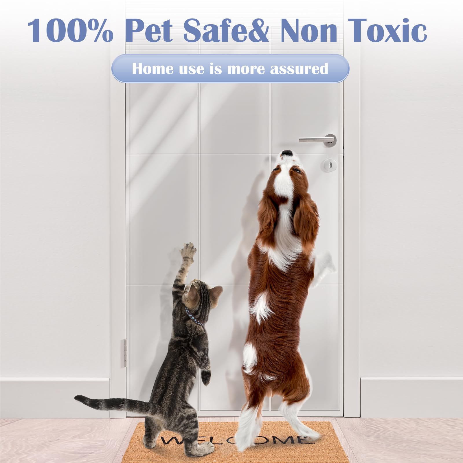 Delffyns Door Scratch Protector from Dog Scratching, 200'' x 8.3'' Anti Scratch Guard Deterrent Tape, Ultra Durable Pad for Cats Dogs, Door Frame Protector for Screen Door, Window, Wall, Chari Leg