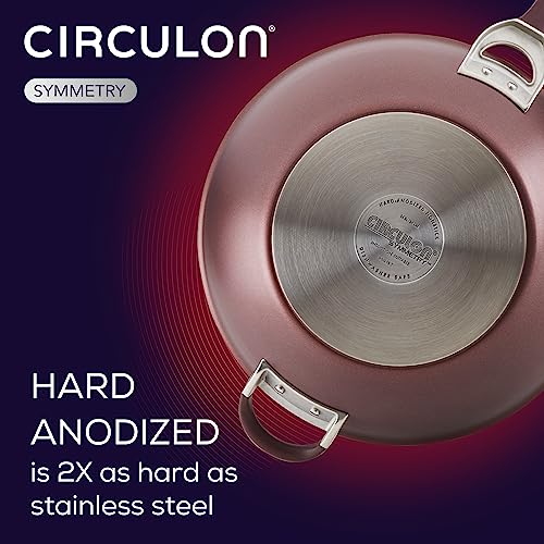 Circulon Symmetry Hard Anodized Nonstick Wok / Stir Fry Pan with Helper Handle - 14 Inch, Red