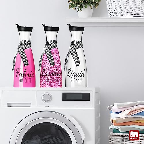 GMISUN 3 Pack 56oz Laundry Detergent Dispenser for Laundry Room Decor, Laundry Soap Dispenser for Laundry Organization and Storage, Liquid Laundry Detergent for Fabric Softener, Bleach, Powder, Beads
