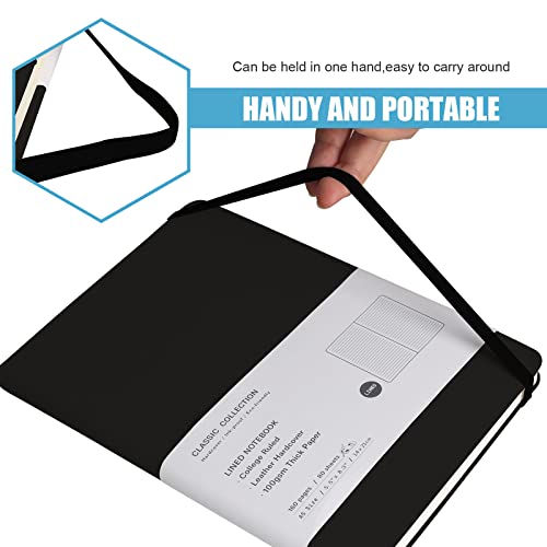 EMOMAS Lined Journal Notebook, 3Pack(Black), 160 Pages, Medium 5.7 inches x 8 inches - 100 gsm Thick Paper, Hardcover