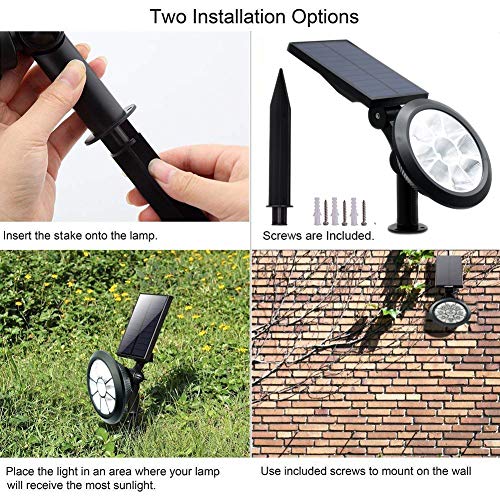 BOHON Solar Lights Outdoor 9 LEDs Multi Color Spot Light with Auto On/Off, Waterproof Spotlight Solar Garden Lights for Landscape Lighting Yard Patio(Changing & Fixed Color 2Pack)