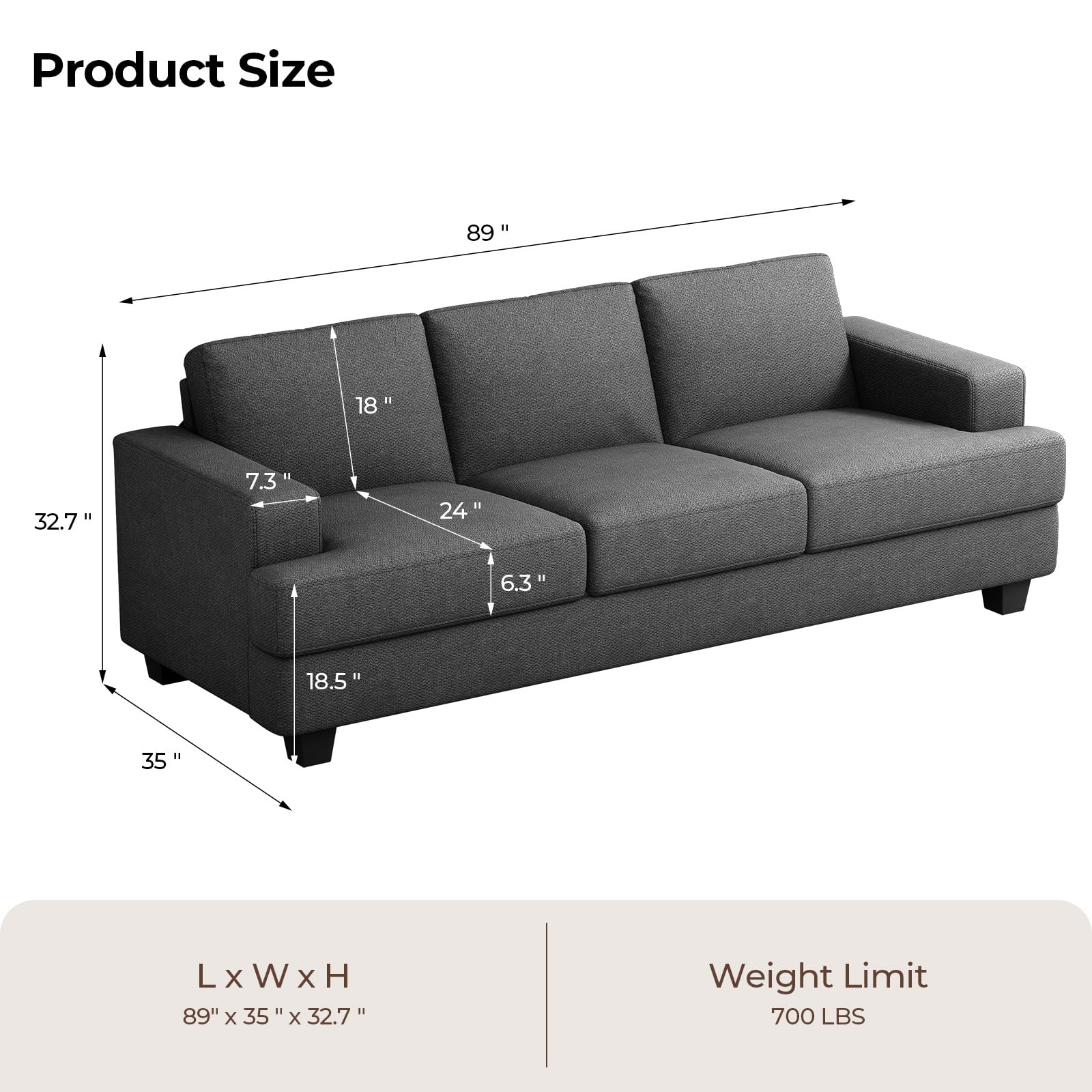 COPIAE 70” Loveseat Couches for Living Room, High Resilience Deep Seat Sofa, Wooden Frame 2 Seat Sofa Couch with Suppleness Armrests& Linen Fabric Cover, Mid Century Modern Comfy Couch for Bedroom