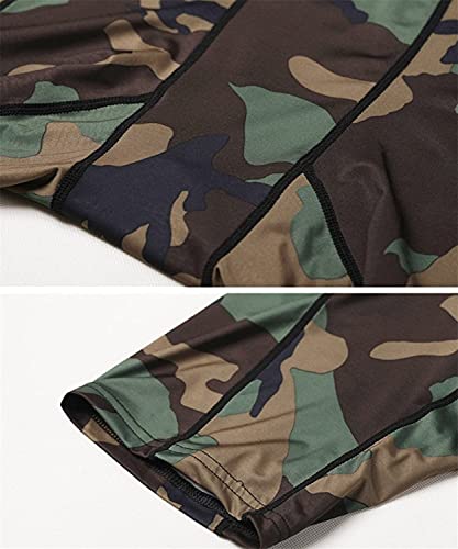 Holure Men's 3 Pack Sport Compression Shorts Compression Underwear,Black/Camo Blue/Camo Green 11-M