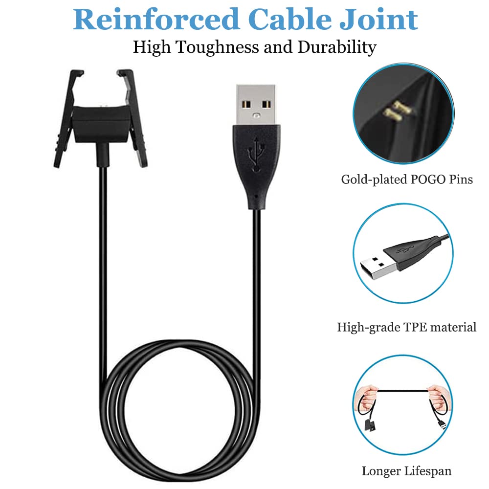 Charger Compatible with Fitbit Charge 2, Replacement USB Charging Cable Cord for Charge 2 Fitness Tracker (2 Pack, 100cm/3.3ft)