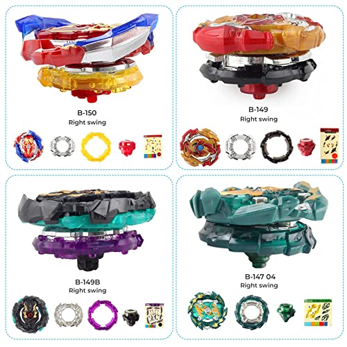 JIMI Bey Battling Top Stadium Blade Battle Set, 12 Burst Spinning Tops 3 Launchers Grip 1 Arena Combat Game, Toy Gift for Kids Boys Ages 6+