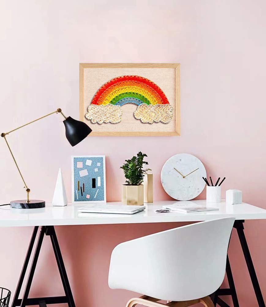 RM Studio DIY String Art Kit with All Necessary Accessories and Frame for Kids Students, Adult Crafts Kit, Home Wall Decorations Unique Gift (Rainbow)