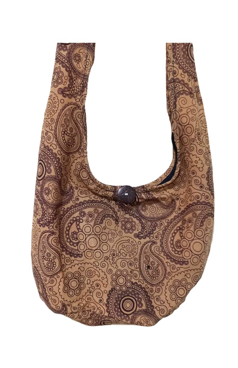 Lovely Creations's Hippie Boho New Elephant Crossbody Bohemian Gypsy Sling Shoulder Bag"Small" Size (D Brown)