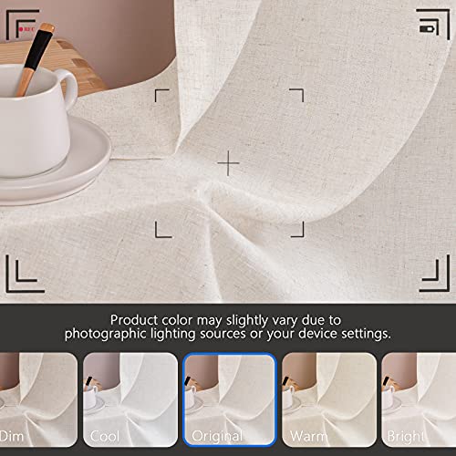 jinchan Beige Kitchen Curtains Linen Tier Curtains 45 Inches Farmhouse Cafe Curtains Light Filtering Flax Country Rustic Bathroom RV 2 Panels Crude