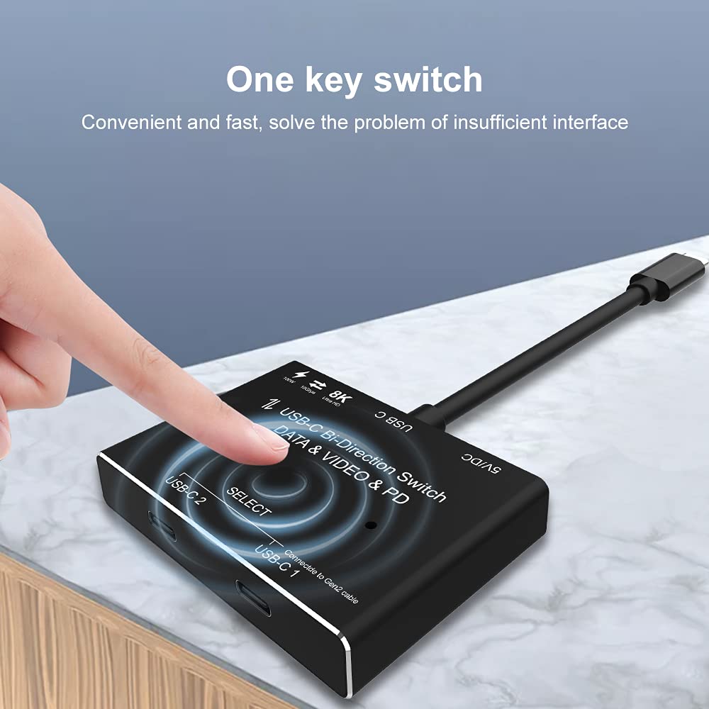 CHENLENIC USB-C Splitter Type-C 8K Switch USB 3.1 C Gen 2 Cable for Video Bi-Direction 8K@60Hz 4K@120Hz Power Delivery 100w 10Gbps Data Transfer Splitter Converter 0.6m