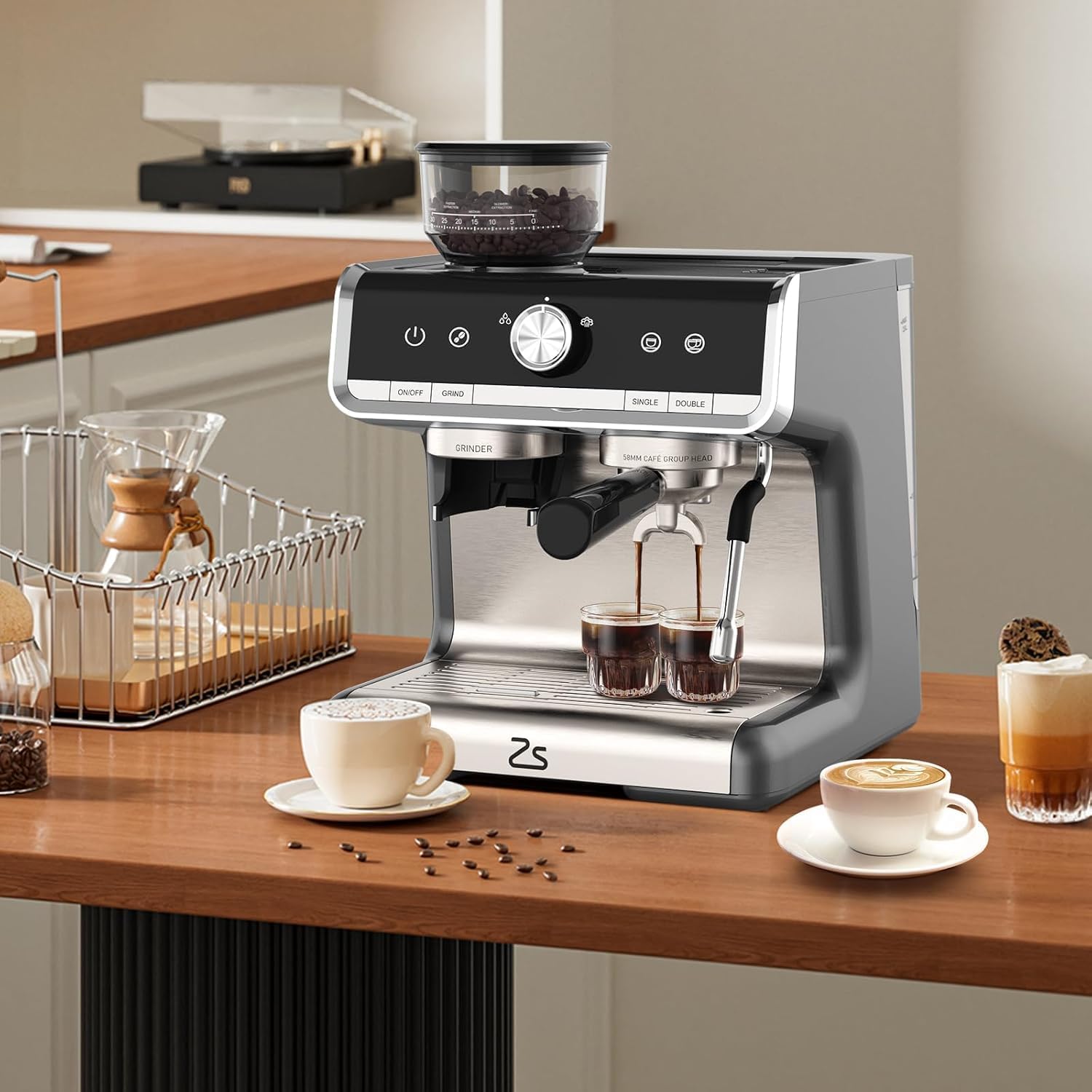 Expresso Coffee Machines With Grinder, Espresso Machine 20 Bar With 2.8 L Water Tank, Semi-Automatic Espresso Maker With Milk Frother Steamer Wand For Cappuccino, Latte, Macchiato