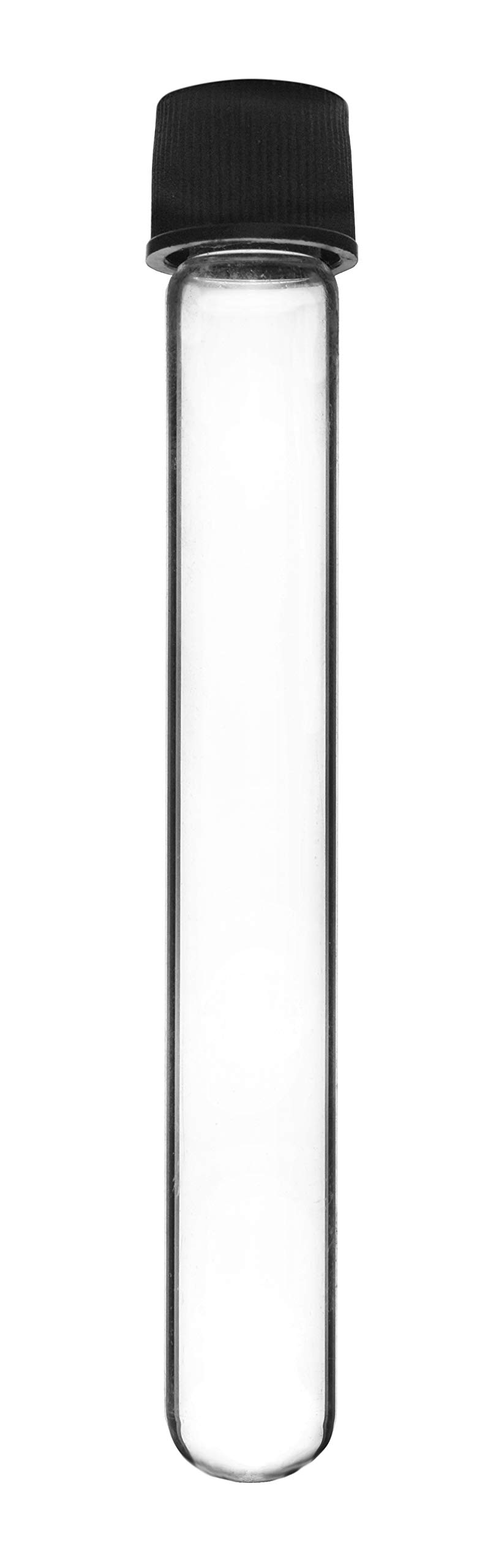 EISCO Test Tube, 15ml - Bakelite Screw Cap with Rubber Liner - Borosilicate 3.3 Glass - 4.9" x 0.6" - Round Bottom - Leak Proof