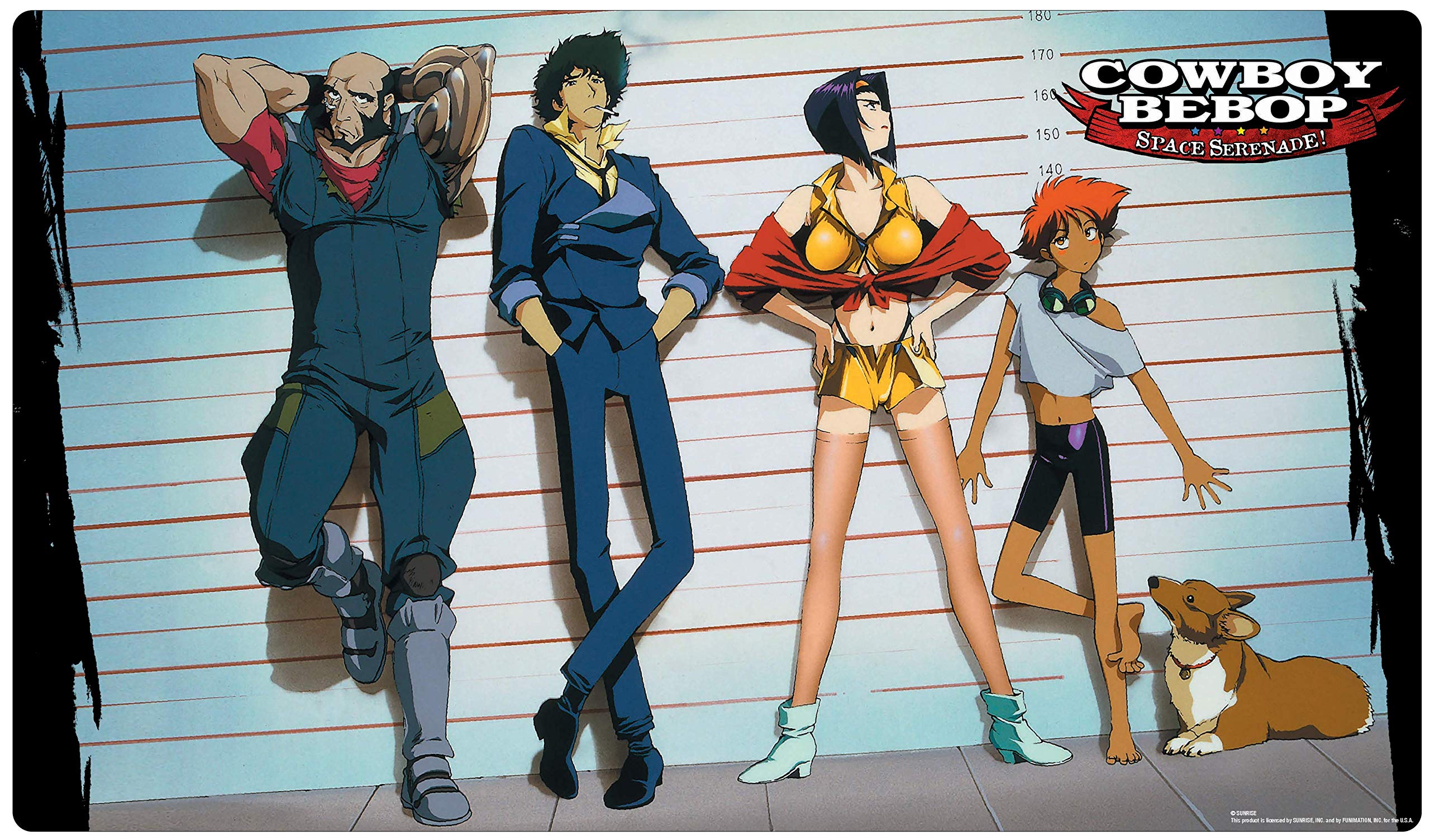Japanime Games Cowboy Bebop: The S Suspects Playmat Gaming Playmat | Large Size (24” x 14”) | Premium Neoprene Surface, Non-Slip Base | Your Favorite Heroes