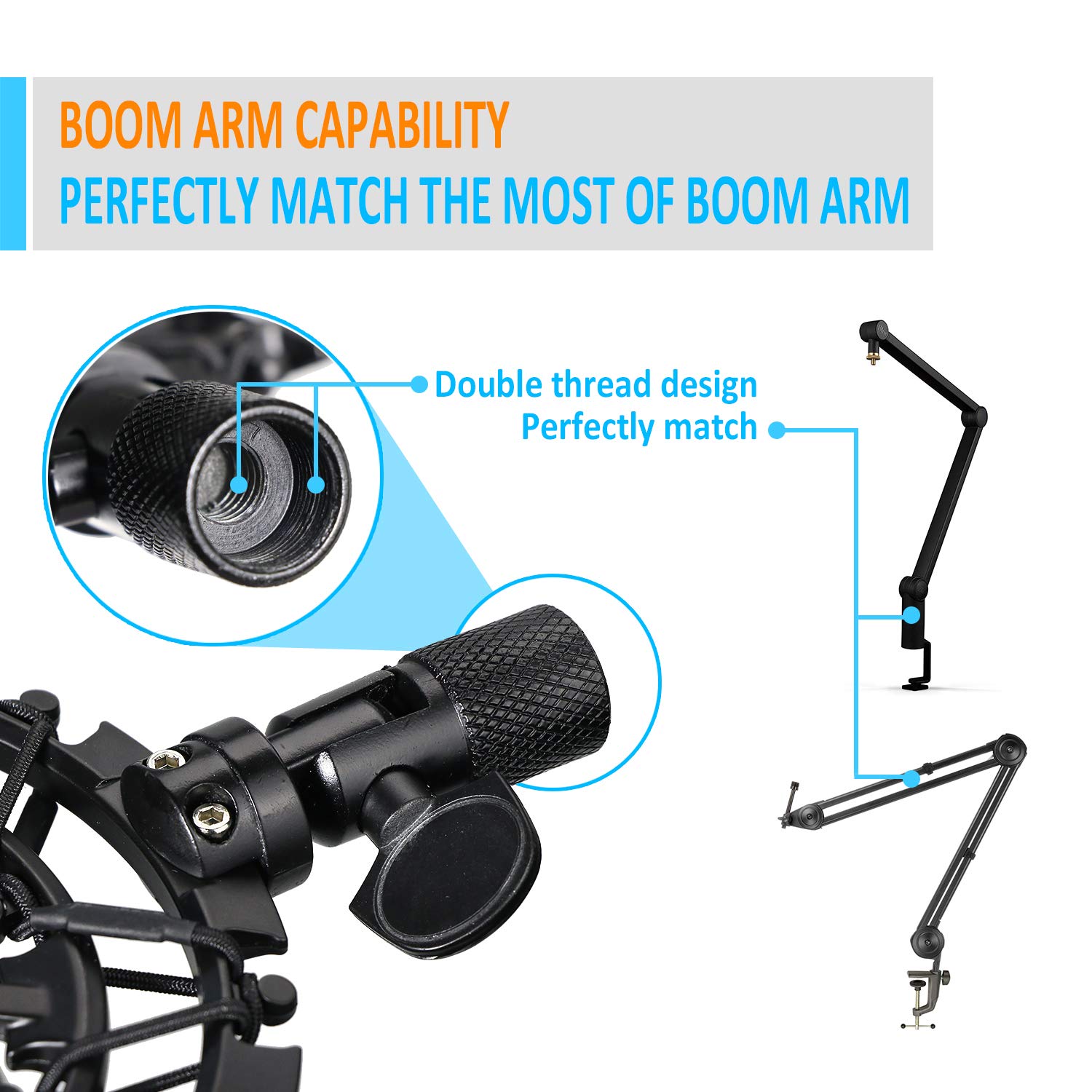 Razer Seiren X Shock Mount Reduces Vibration Noise Matching Mic Boom Arm Stand Compatible for Razer Seiren X Mic by YOUSHARES