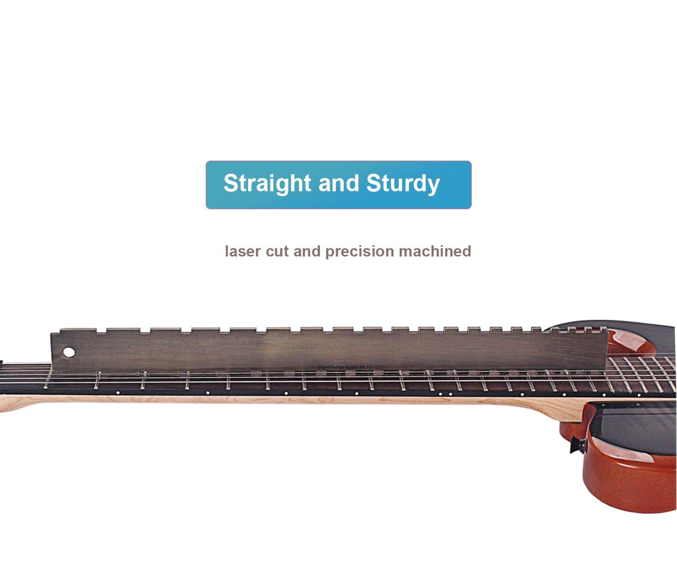 Notched Guitar Neck Straight Edge, Dual-scale Guitar Repair Tool for Scale Length 24.75in and 25.5in, Aluminium Guitar Fretboard Leveling Kit,Guitar Maintenance Tool for Luthiers, Bronze