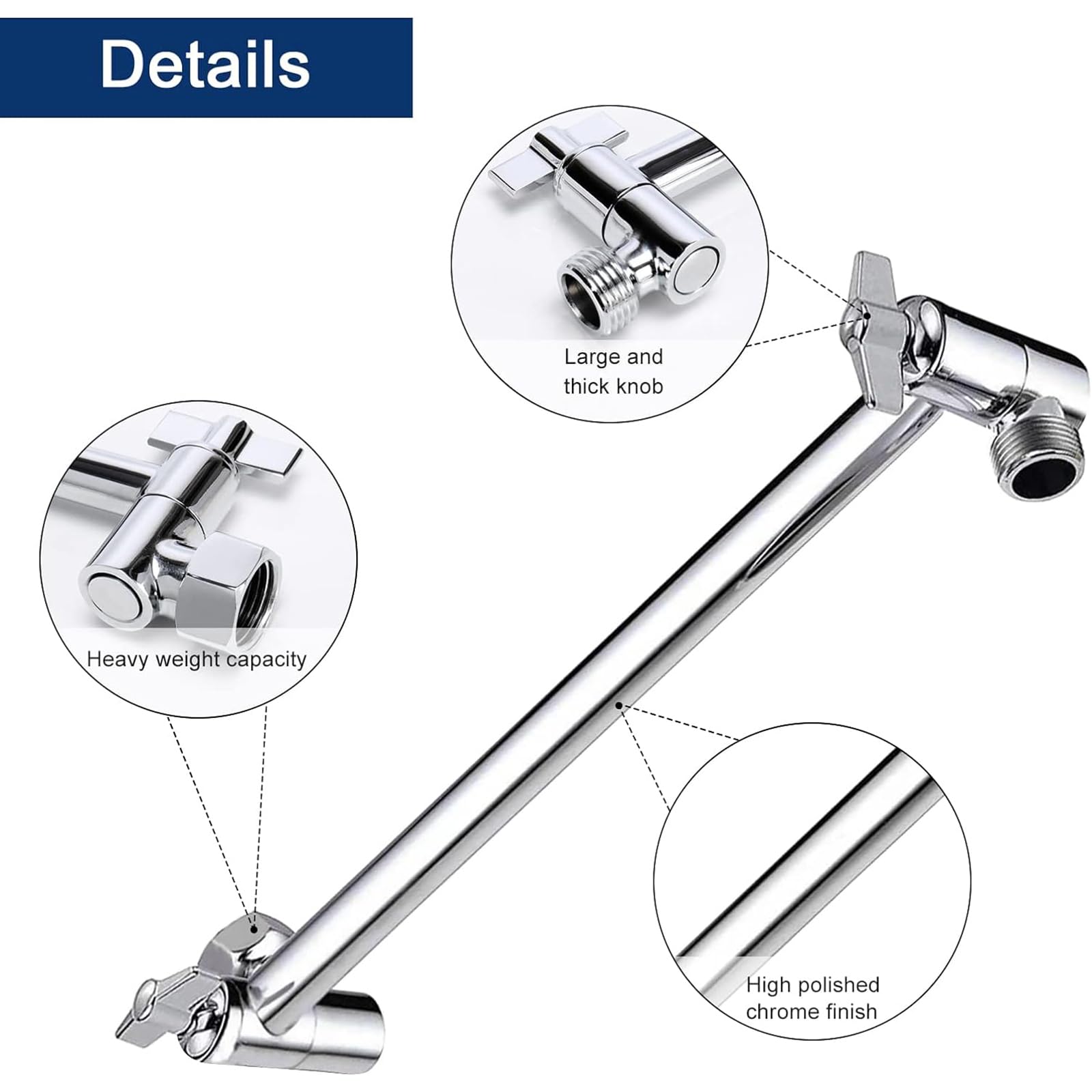 Shower Head Combo with 11'' Extension Arm,High Pressure 8" Rain Shower Head with Handheld Shower Spray and Holder/ 1.5M Hose,Dual Rainfall Showerhead Set,Chrome