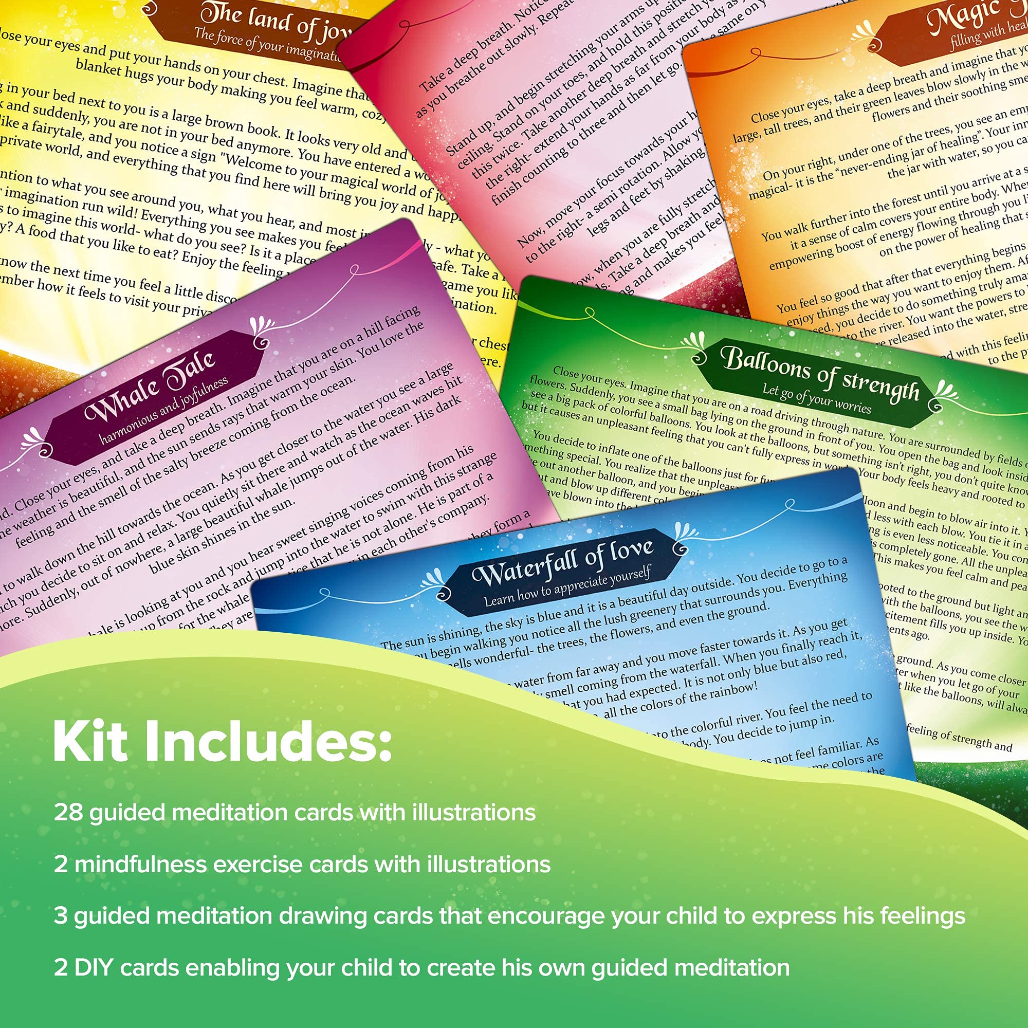 Mindful Land Mindfulness Cards for Kids - Positive Affirmations Cards for Kids Stress Reduction - Meditation Cards Calming Therapy Tool - Daily Mindfulness for Kids - Game for Mindful Kids Development