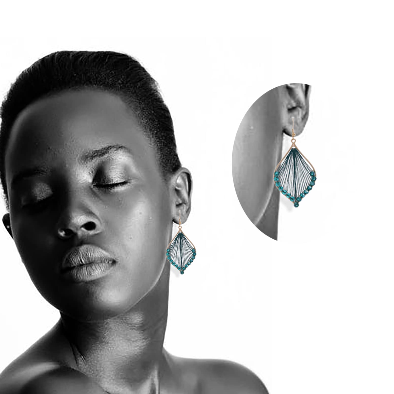Boho Hand Braided Earrings for Women- Fringe Pendant Women's Earring Set (Dangle earrings A-4pairs)
