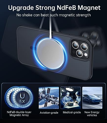 Kocanasi 𝗡𝗘𝗪 Magnetic for iPhone 13 Pro Max Case [Compatible with MagSafe] [10FT Military Grade Drop Tested] Slim Translucent Matte Case for iPhone 13 Pro Max Phone Case, Black (6.7")