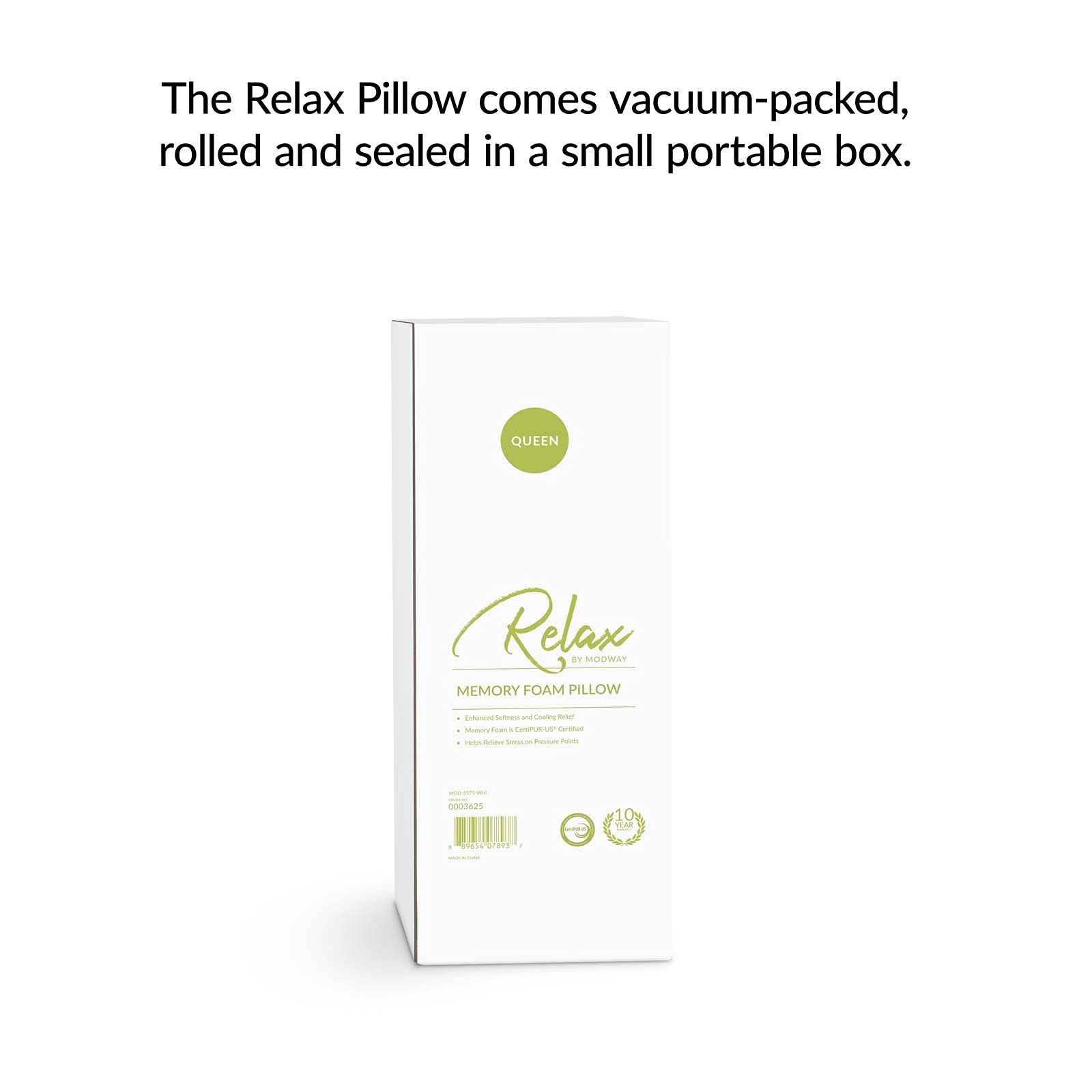 Modway Relax Shredded Memory Foam Pillow - Standard/Queen Size Extra Firm Pillow White