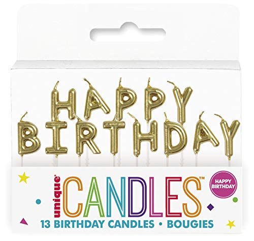 Elegant Gold "Happy Birthday" Letter Pick Candles - Stunning & Unique Design - Perfect Decoration for Celebratory Occasions
