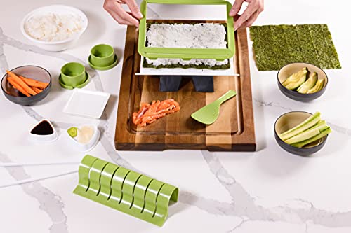 SushiQuik Sushi Making Kit | Sushi Kit for Beginners | Sushi Rolling Kit w/Unique Frame for Exact Amount of Sushi Rice on Every Sushi Seaweed Sheets | Sushi Maker Kit | Sushi Rolling Kit | Sushi Mat