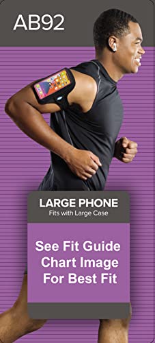 Tune Belt AB92 Cell Phone Running Armband Holder Case for iPhone 14 Pro Max, 14 Plus, 11/12/13 Pro Max, 11/XR/XS Max and Galaxy Note/Plus/Ultra (Extra Depth fits Large Case) - Black