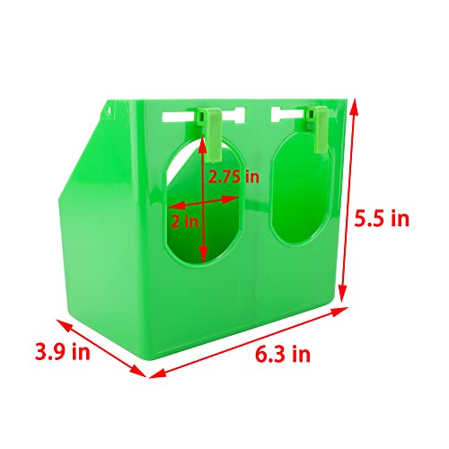 DQITJ 2 Pcs Pigeon Plastic Feeder, Dove Bird Food Feeding Hanging Box for Poultry Pigeon Parrot Budgie Parakeet Cage (Two Holes)