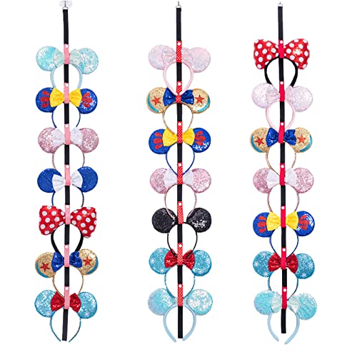 Gocasmus 3Pcs Mouse Ears Headband Holder Hanging Headband Organizer Bow Headpiece Hair Accessories Vertical Headband Holder Wall Display Decor