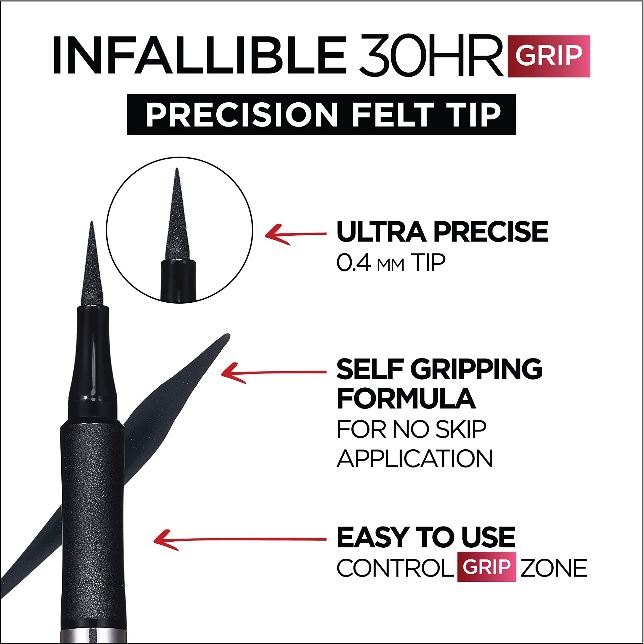 L’Oréal Paris Cosmetics Paris Makeup Infallible Grip Precision Felt Eyeliner, Smudge Resistant, Long Lasting Waterproof Eyeliner, Blue, Blue, 0.03 fl oz