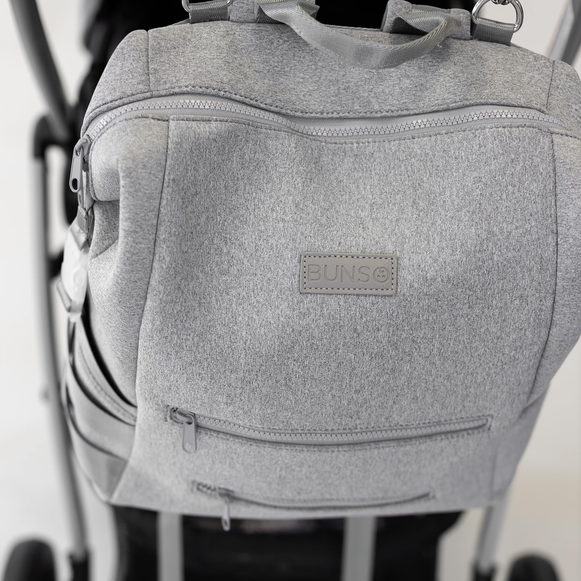 BUNSO Neoprene Diaper Bag Backpack, Water-resistant, Travel Baby Bag With Changing Pad, Stroller Straps, Wet Bag and Pouch (Olive)