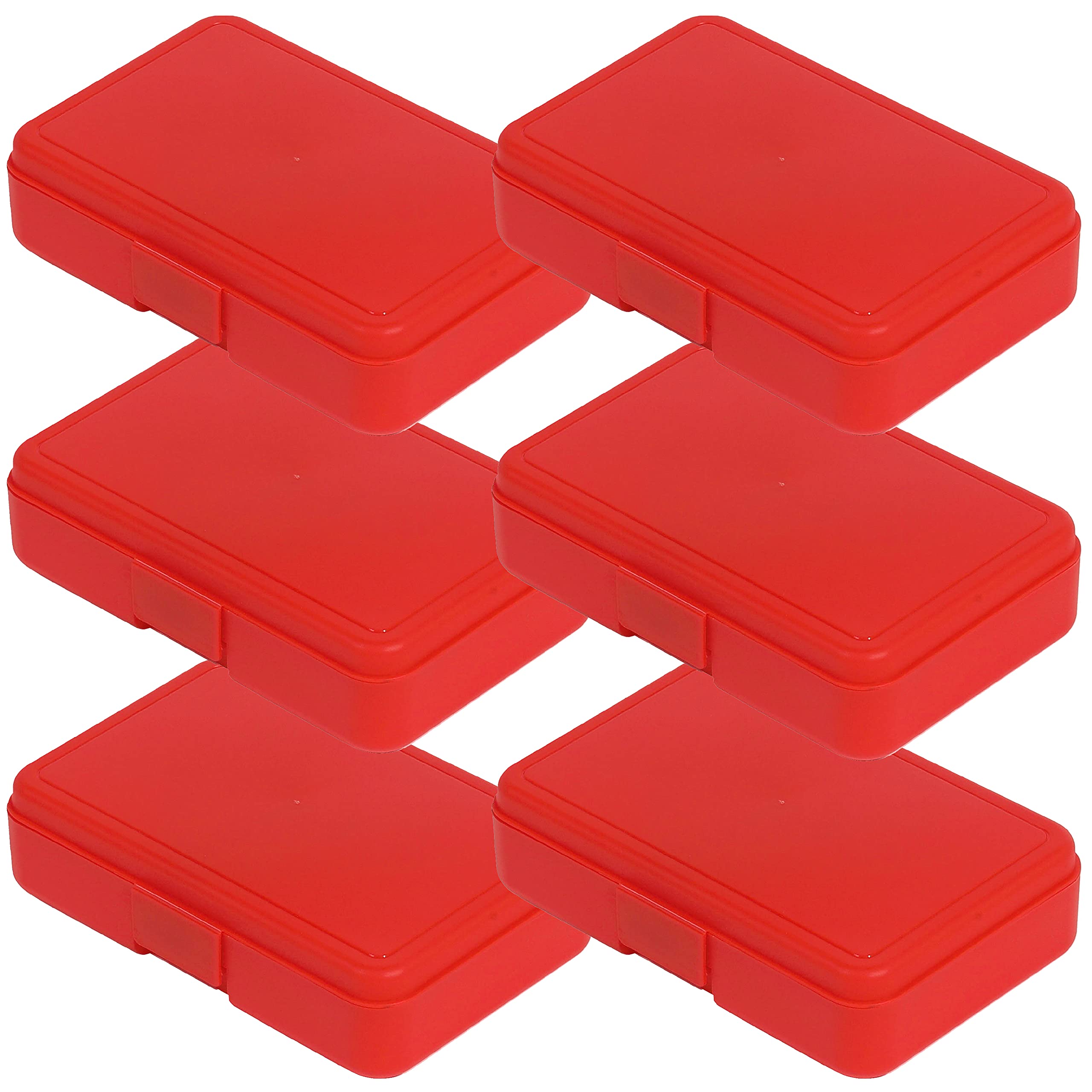 Deflecto Pencil Box, 7.97” x 5.43” x 2.02”, Red 6 Count