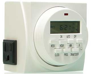 Chicago Pneumatic FBA_95205 Digital Timer Programmable for Lights Lamps Dual 110v 15 Amp Outlets, Silver