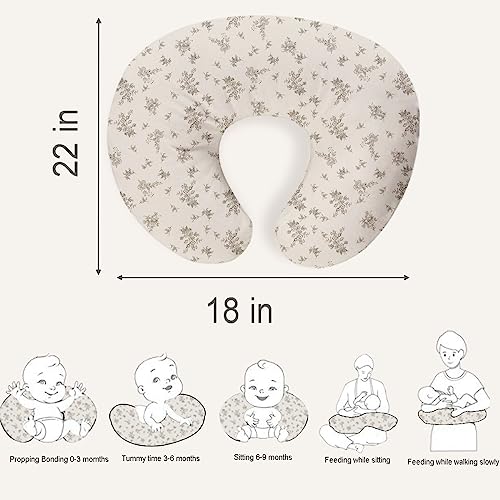 lethooly Nursing Pillow Cover,2-Pack Removable Cover for Breastfeeding Pillows,Ultra-Soft Baby Nursing Pillow, Fits Newborn Feeding Pillow 22.5in*18in(Rosebuds and Vines)