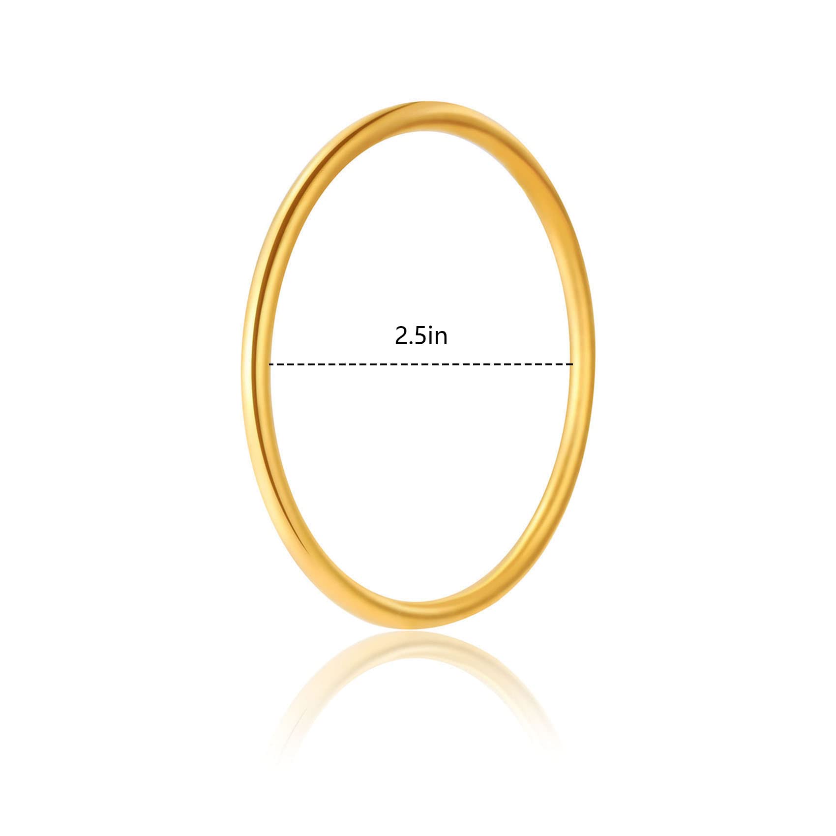 BUREI 14K Gold Plated Bangle for Women Stackable Thin Round Bracelet Smooth Handmade Gold Bangle Bracelet Gift for Girls Ladies (4PC Gold 4mm, 7.7 inch)