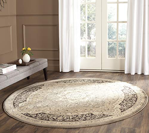 SAFAVIEH Vintage Collection 6'7" Round Taupe / Black VTG574D Oriental Traditional Distressed Area Rug