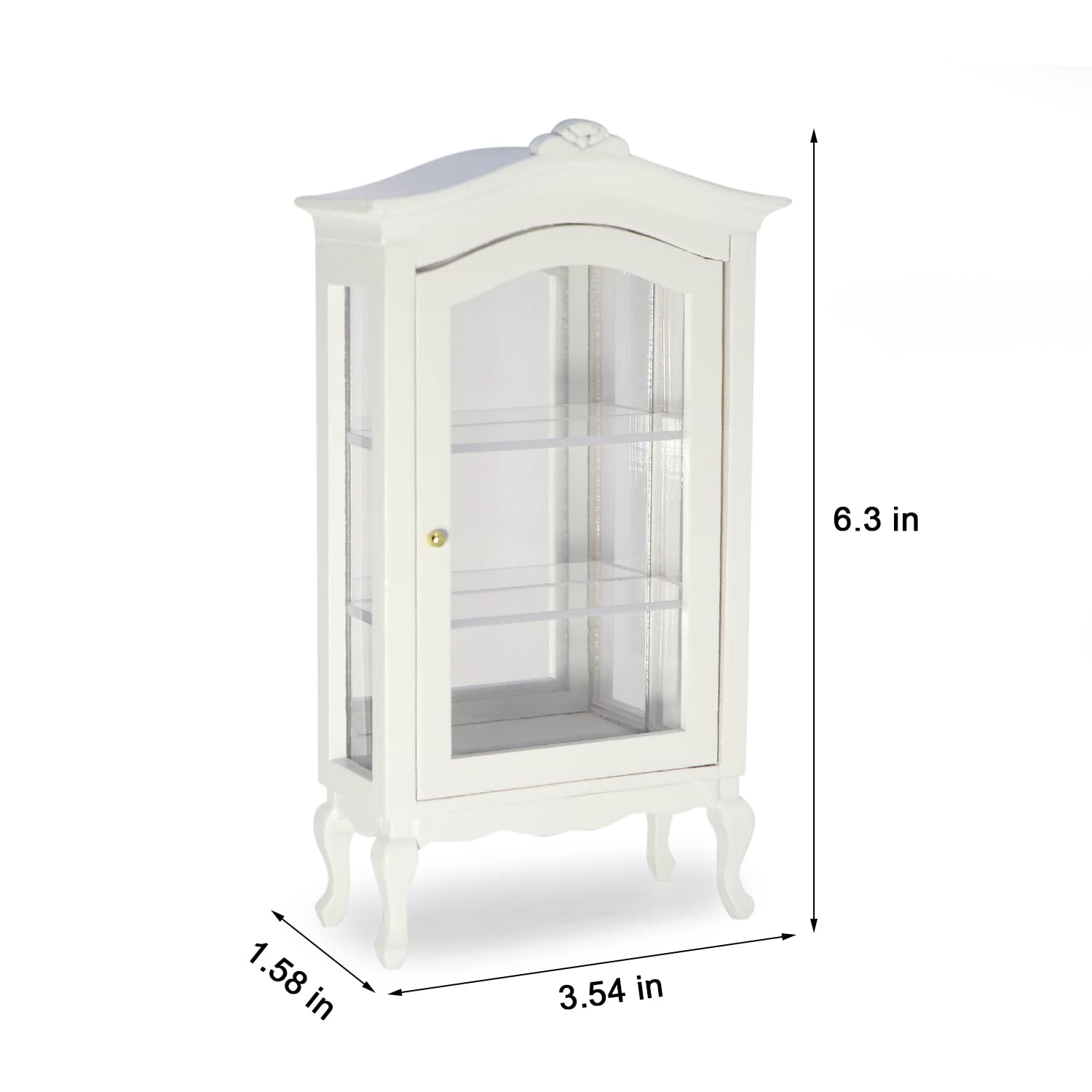 Miniature Furniture Display Shelf 1:12 Wooden Cabinet with Mirror & Three Shelves Bookshelf Dollhouse Display Stand Decoration Accessories Mini Diningroom Scene Ornaments