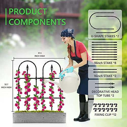 Garden Trellis for Climbing Plants Outdoor, Rustproof Sturdy Garden Arch Trellis for Potted Plants Outdoor Decoration, Plant Trellis Support Climbing Rose Vine Vegetable Flower Ivy Grape