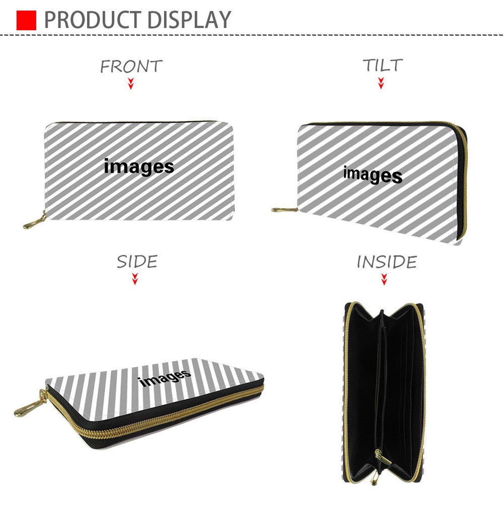 HUGS IDEA Custom Around Zipper Wallet PU Leather Long Purse Clutch for Women Girls