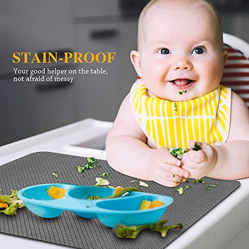 Placemats Set of 6, Placemat with Coasters Heat Stain Scratch Resistant Non-Slip Waterproof Oil-Proof Washable Wipeable Outdoor Indoor for Dining Patio Table Kitchen Decor and Kids,(Grey 6)