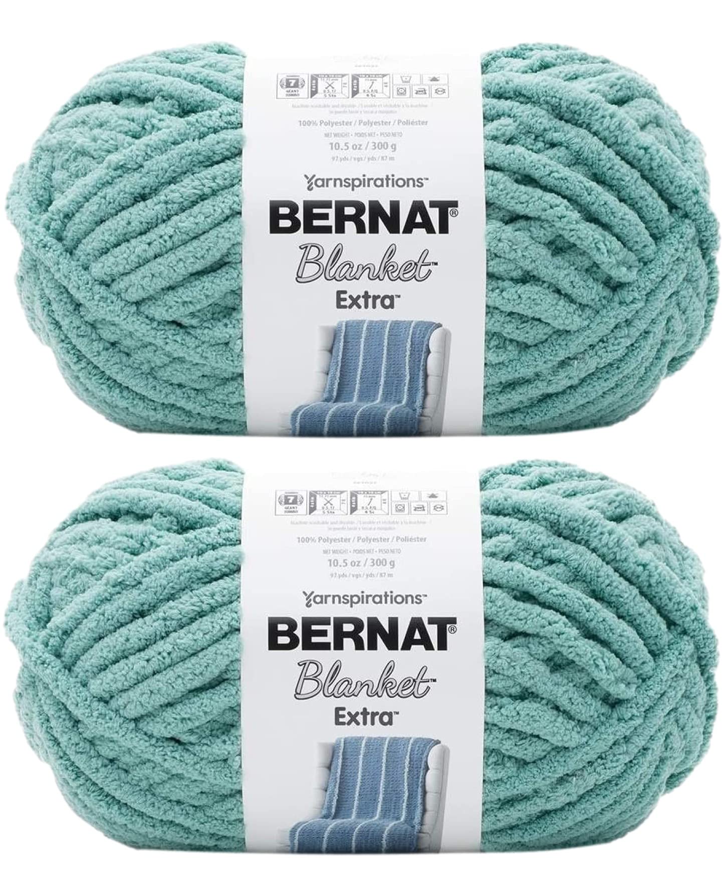 Bernat Blanket Extra Blanket Yarn Jumbo Gauge 2-Pack 100% Polyester (Light Teal)
