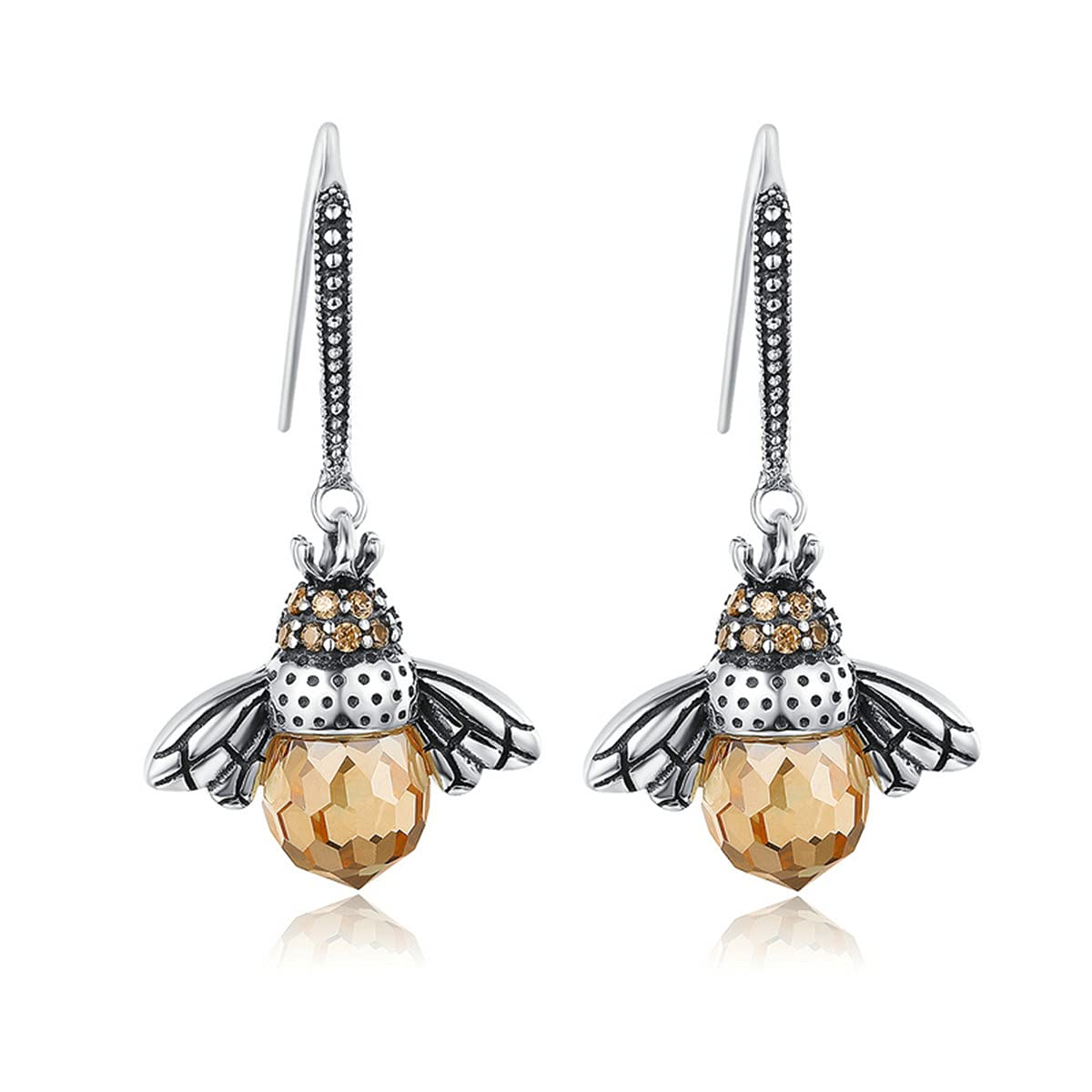 Bee Earrings for Women 925 Sterling Silver Honey Dancing Bee Dangle & Drop Earrings Bee Jewelry Gifts
