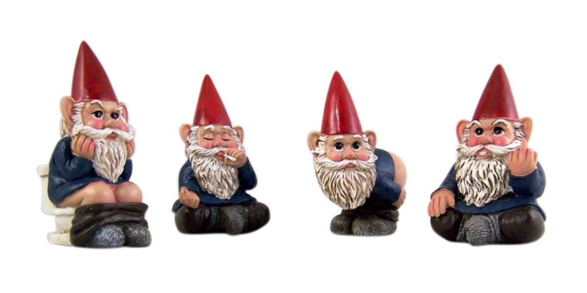 Four Naughty Gnomes Set of 4 Home Decor Statues 4 Inch