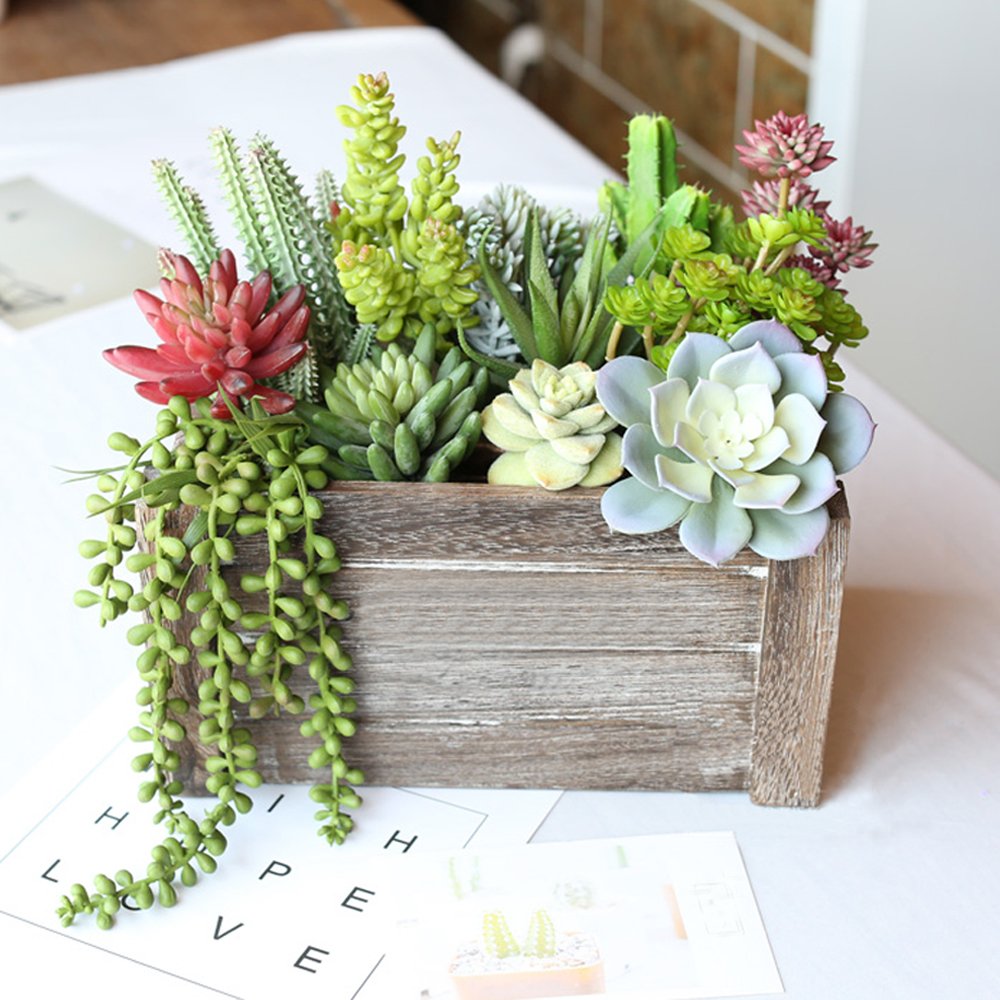 HUIANER Artificial Succulent Plants, 13.4" Fake Hanging String of Pearls Simulation Greenery Plants for Christmas Wall Home Kitchen Office Garden Wedding Decor, Pack of 2