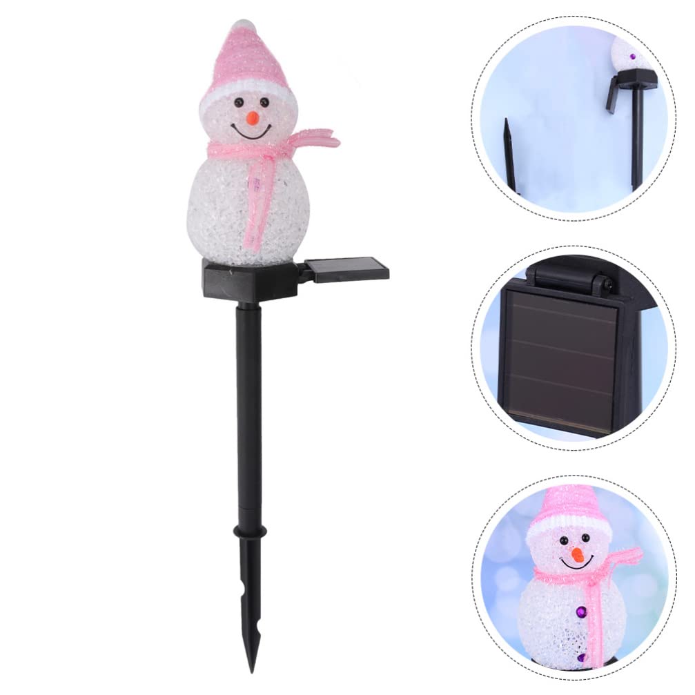 NUOBESTY 1pc Christmas Solar Christmas Night Light Christmas Pathway Markers Snowman Landscape Light Exterior Solar Powered Lights Creative Lawn Light Outdoor Ground Plug