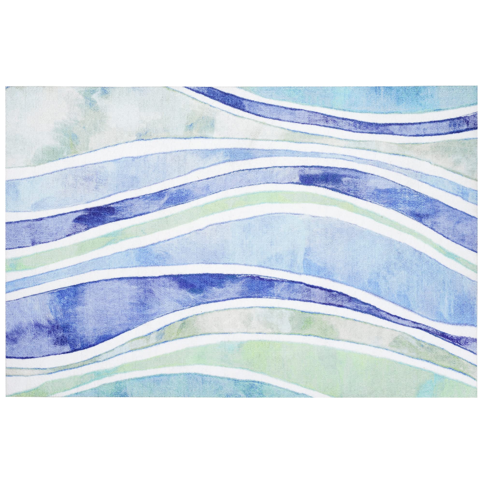 Liora Manne Illusions Collection Indoor Outdoor Mat - Garden or Coastal Rug, Tropical & Floral Décor, Comfortable & Durable, UV Stabilized, Machine Washable Rug, Wave, 1'11" x 4'11"
